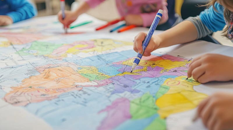A Fun Map-drawing Activity with Large Paper Sheets, Markers, and Stock ...