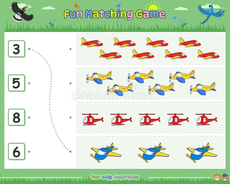 Fun Matching Game Counting the Objects Part One Stock Vector ...