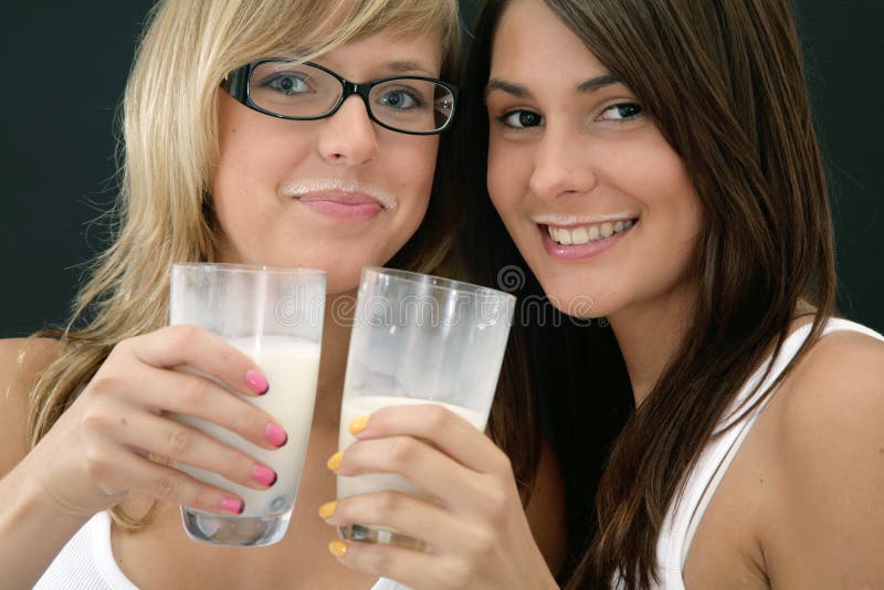 Fun with milk stock photo. Image of friends, pair, happiness - 4767390