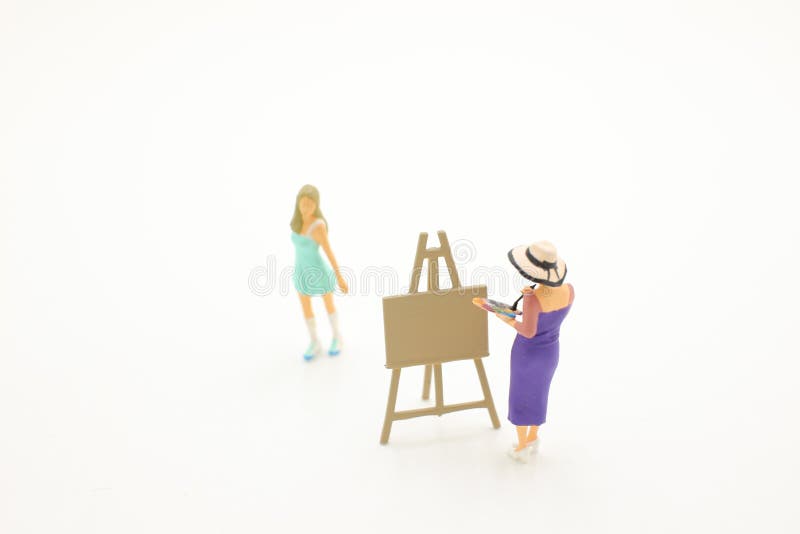 A Fun of Mini Artist Drawing, Female Artist Draws Stock Photo - Image ...