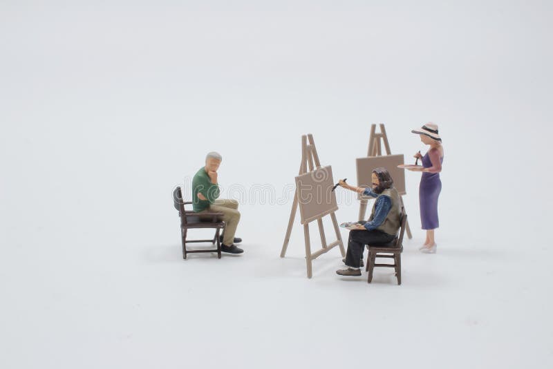 A Fun of Mini of Figure Artist Drawing Stock Image - Image of academic ...