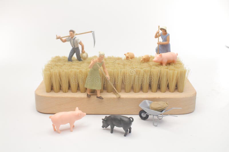 A Fun of Mini Figure of Farmer Work Stock Image - Image of dobbin ...