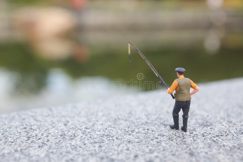 A Fun of Mini Figure is Fishing Stock Photo - Image of mini, figure ...