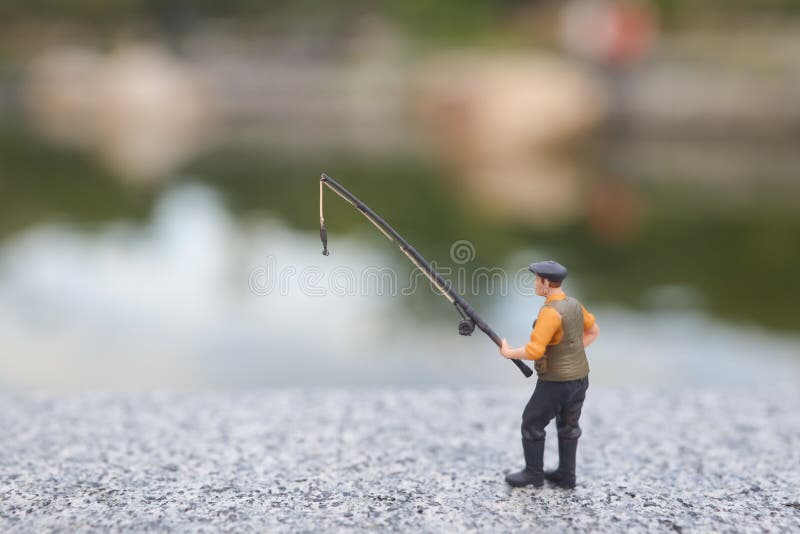 A Fun of Mini Figure is Fishing Stock Image - Image of figure, fish ...