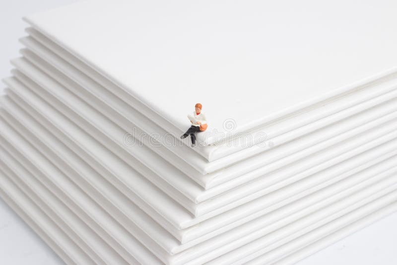 The Fun of Mini Figure Reading on Book Stock Photo - Image of novel ...