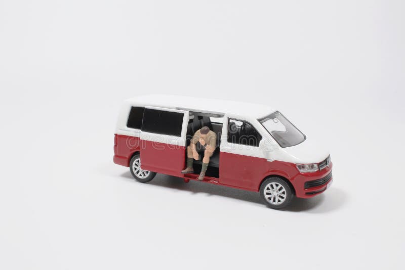 A Fun of Mini Figure with the Scale Van Stock Photo - Image of delivery ...