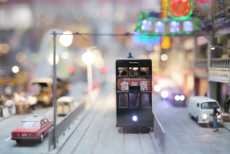 A Fun of Mini Models Display of Old HK Life Editorial Photography ...