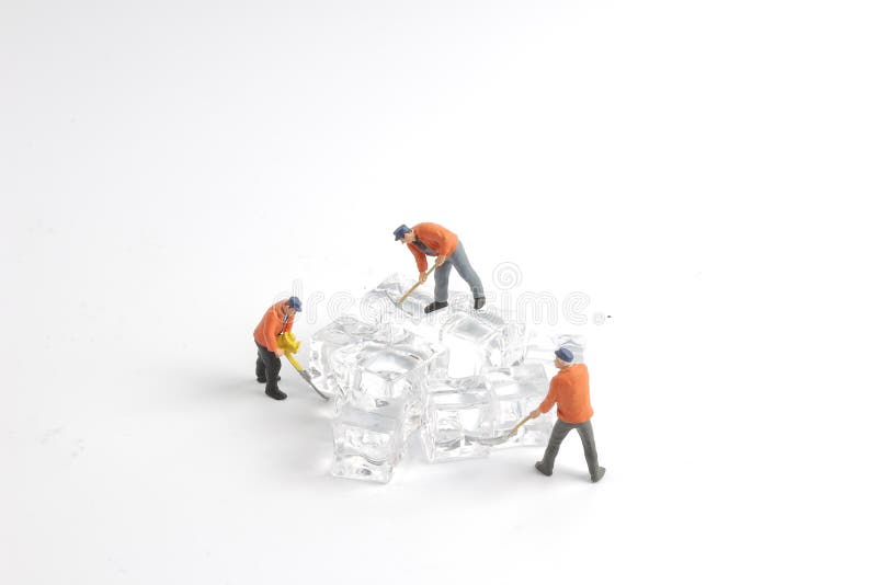 Fun Mini Tiny Workers on Ice Nature Stock Photo - Image of drink ...