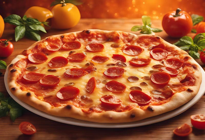 Fun and Modern Seamless Pattern of a Pizza on a Funky Bright Orange ...