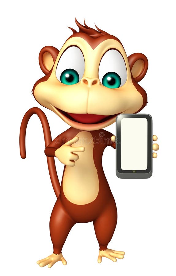 Monkey with a mobile phone stock illustration. Illustration of wildlife ...