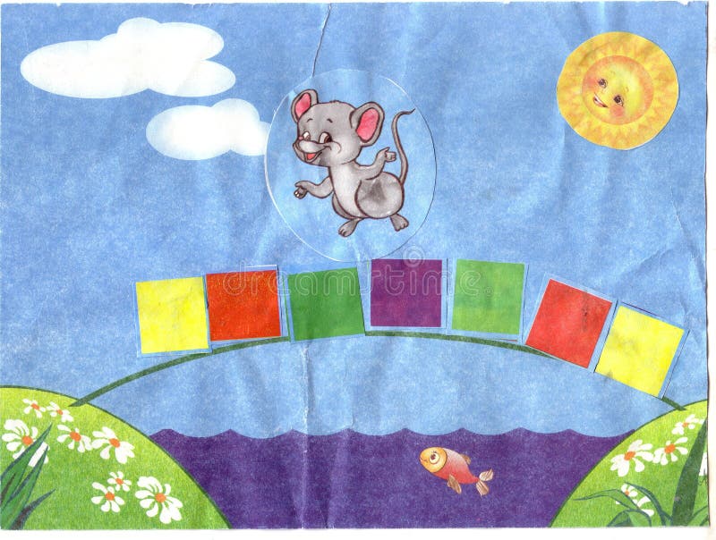 Children`s Application the Fun Mouse is Running on the Bridge of ...