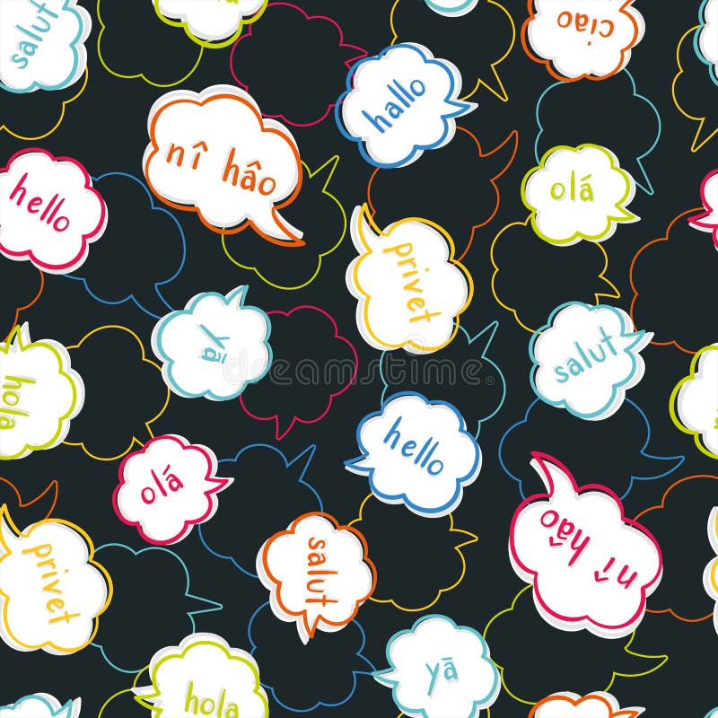 Fun Multilingual Colorful Seamless Pattern - Greeting in Various ...