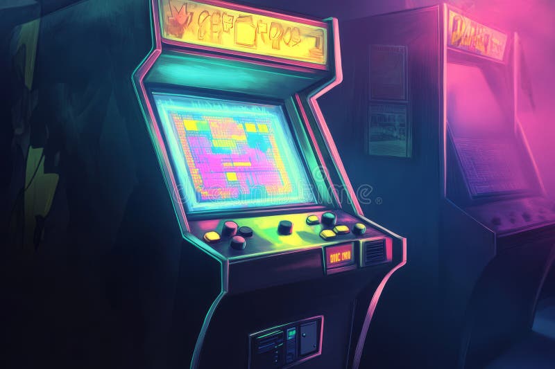 A Fun and Nostalgic Digital Painting of a Classic 90s Arcade Machine ...