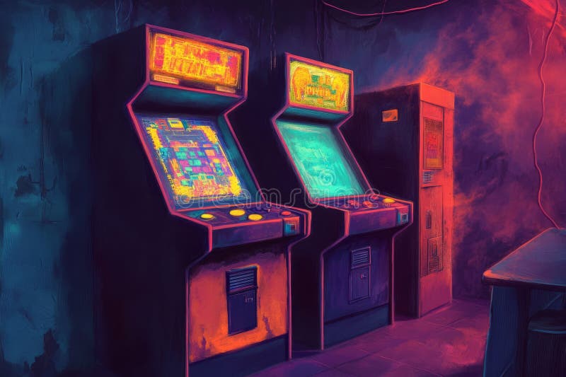 A Fun and Nostalgic Digital Painting of a Classic 90s Arcade Machine ...