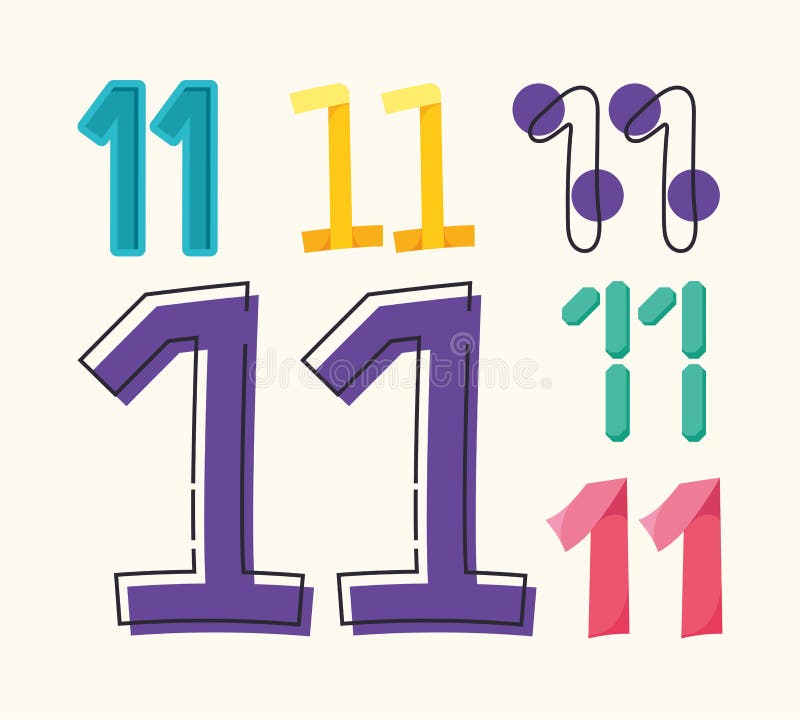 Fun numbers eleven stock vector. Illustration of numbering - 231865256