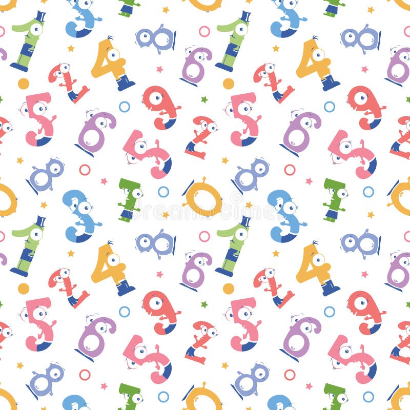 Seamless Pattern with Numbers Stock Vector - Illustration of infinity ...