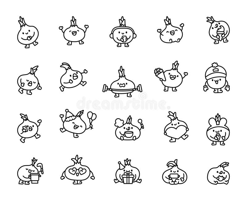 Fun Onion Character. Coloring Page Stock Illustration - Illustration of ...