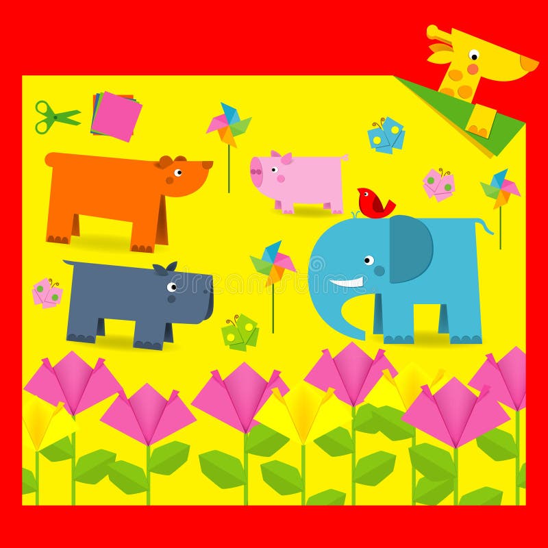 Fun origami stock vector. Illustration of education, paper - 64150330