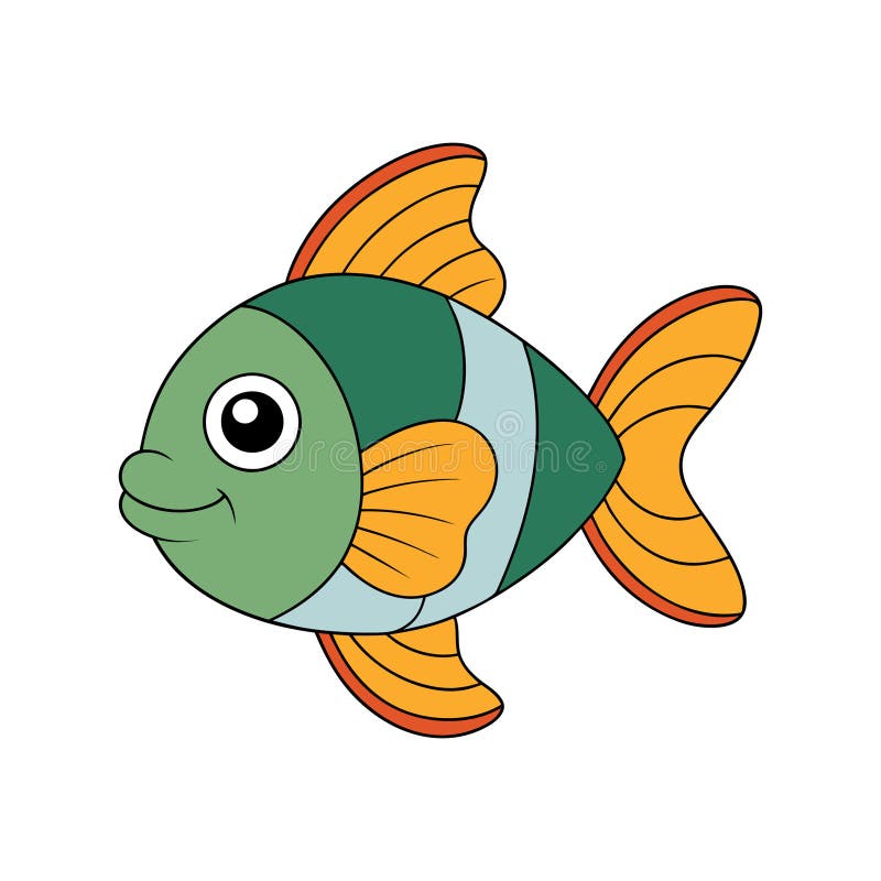 Fish Coloring Outline for Kids Stock Illustration - Illustration of ...