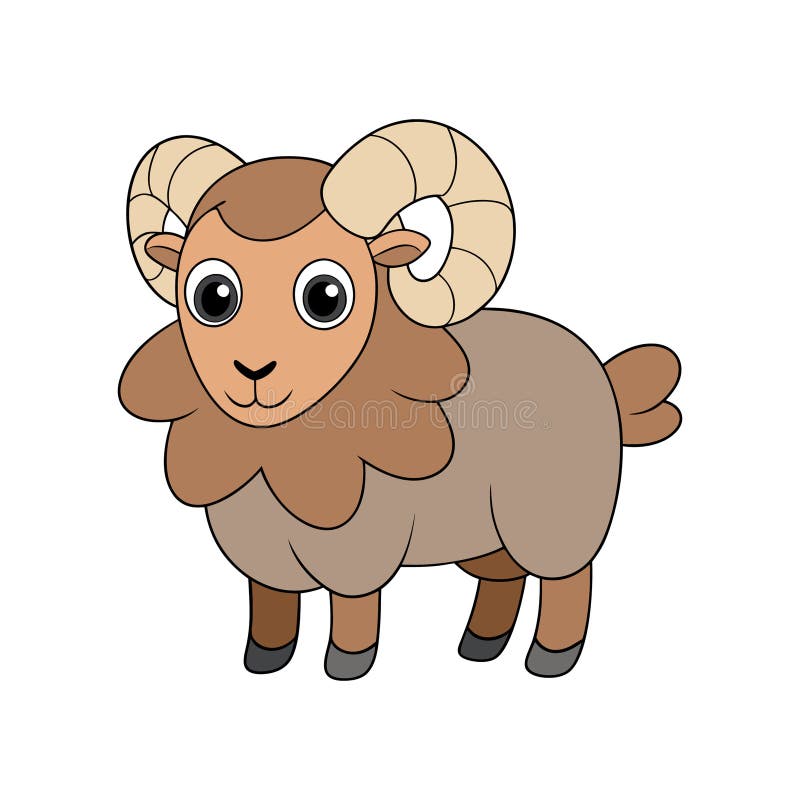 Ram Coloring Outline for Kids Stock Illustration - Illustration of wild ...