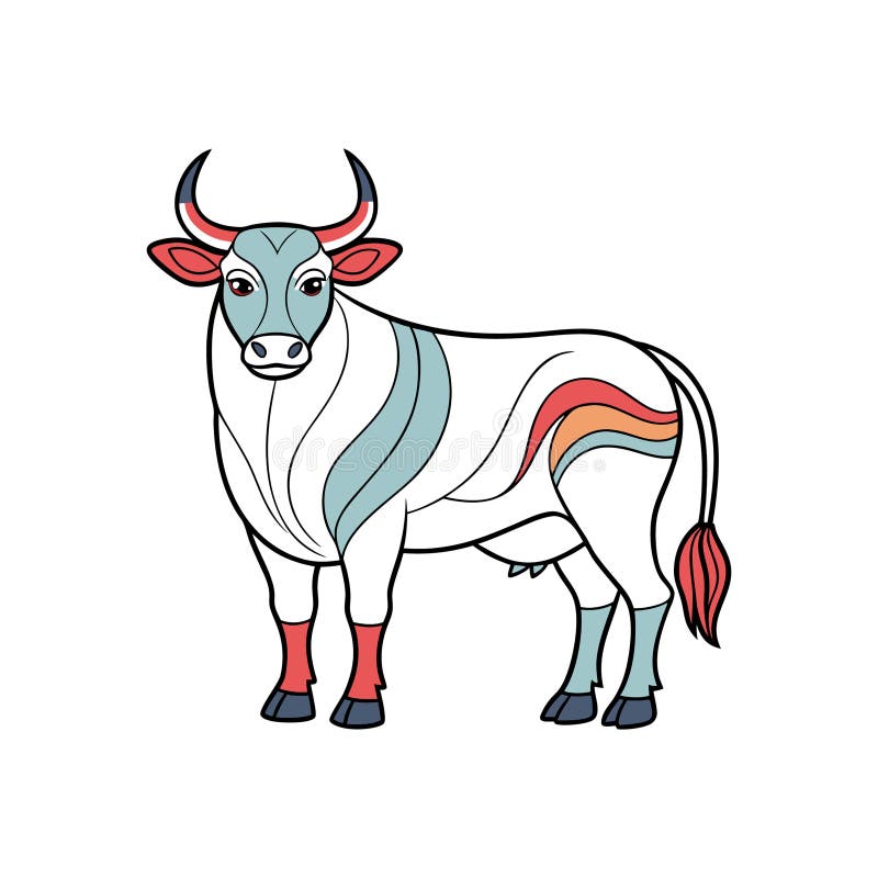 Fun Ox Coloring Design for Kids Stock Illustration - Illustration of ...