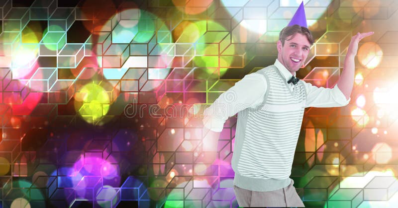 Fun Party Man Dancing with Geometric Party Lights Venue Atmosphere ...