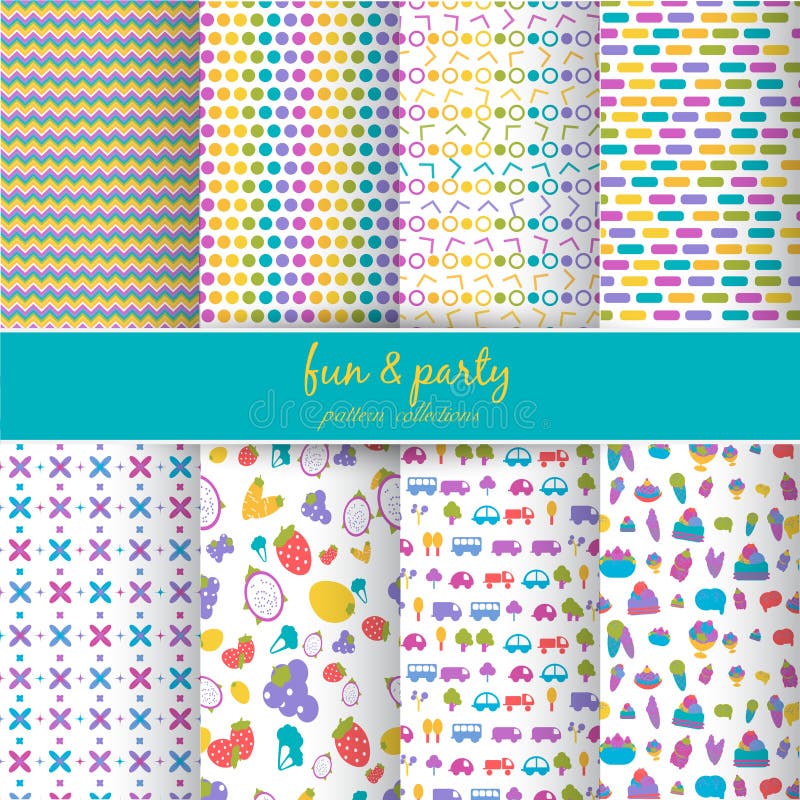 Fun and Party Pattern Collection Stock Vector - Illustration of party ...