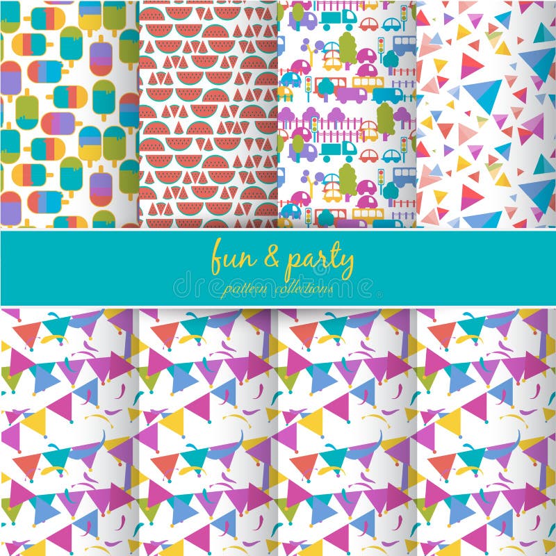 Fun and Party Pattern Collection Stock Vector - Illustration of flower ...