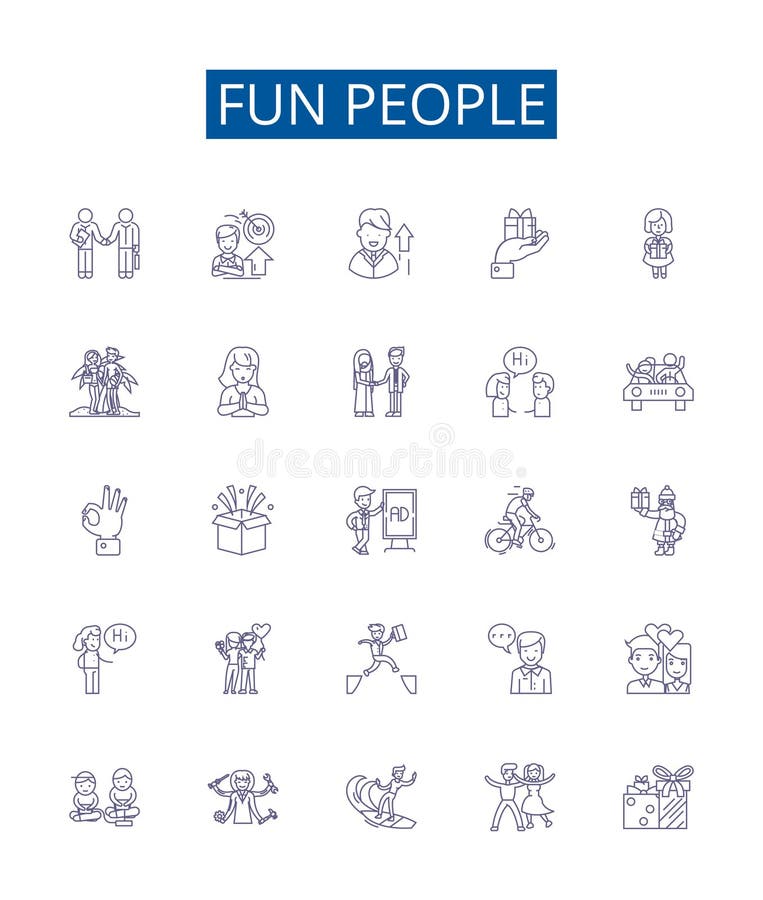 Fun People Line Icons Signs Set. Design Collection of Mirthful, Amusing ...