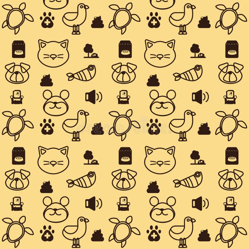 Fun Pet Pattern and Background with Icons Stock Vector - Illustration ...
