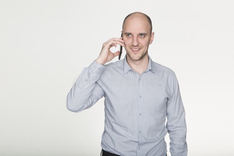 Fun phone call stock photo. Image of bald, client, copy - 70065542