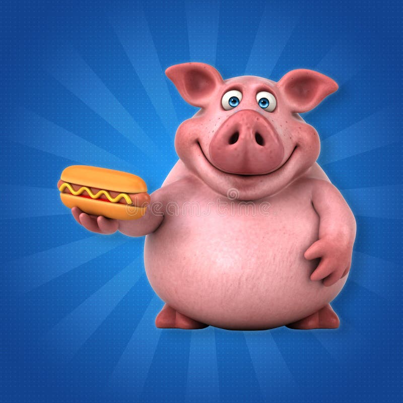 Fun pig - 3D Illustration stock illustration. Illustration of rural ...