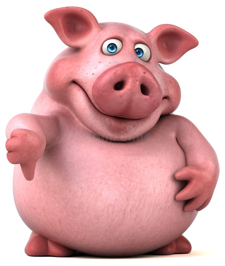 Fun pig - 3D Illustration stock illustration. Illustration of character ...