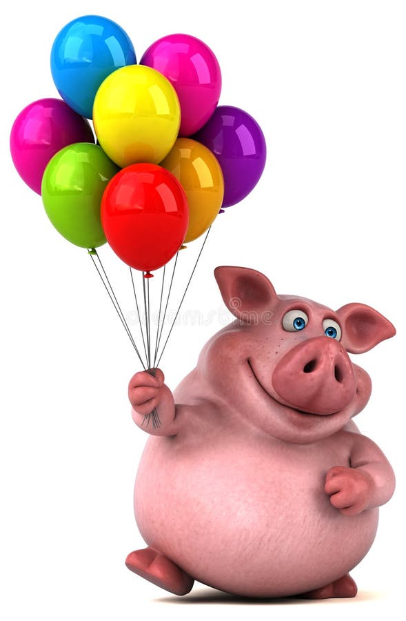 Fun pig - 3D Illustration stock illustration. Illustration of gourmet ...