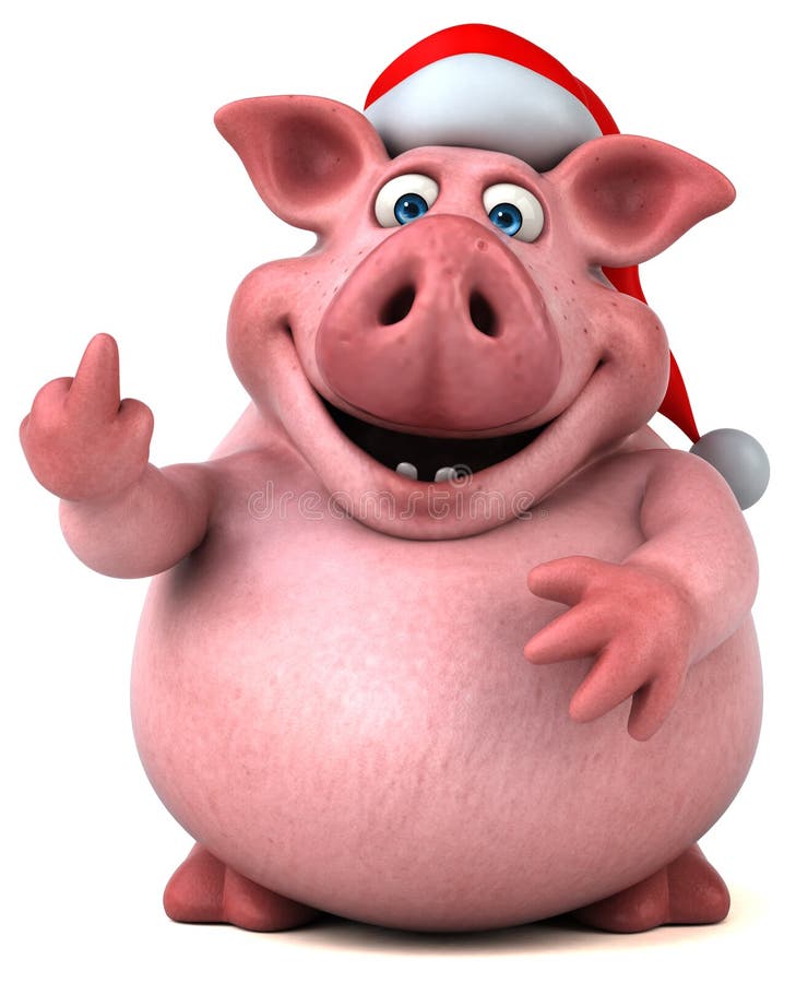 Fun pig - 3D Illustration stock illustration. Illustration of pink ...