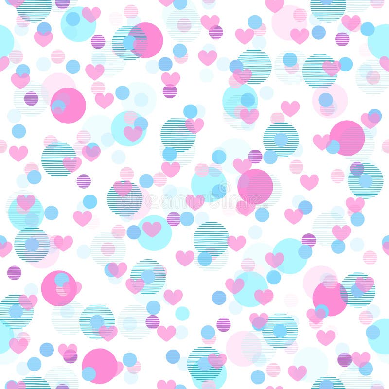 Fun Pink and Blue Pattern Design with Hearts and Dots Stock Vector ...