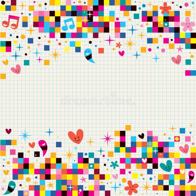 Fun Pixel Squares Note Paper Background Stock Vector - Illustration of ...