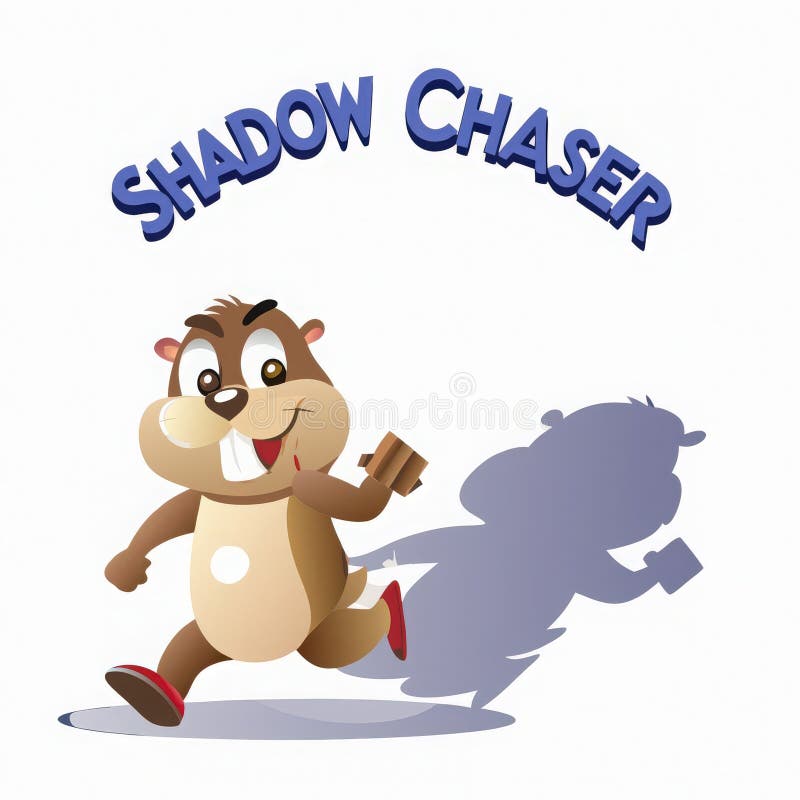 Shadow Chaser Cartoon Groundhog with Shadow Stock Illustration ...