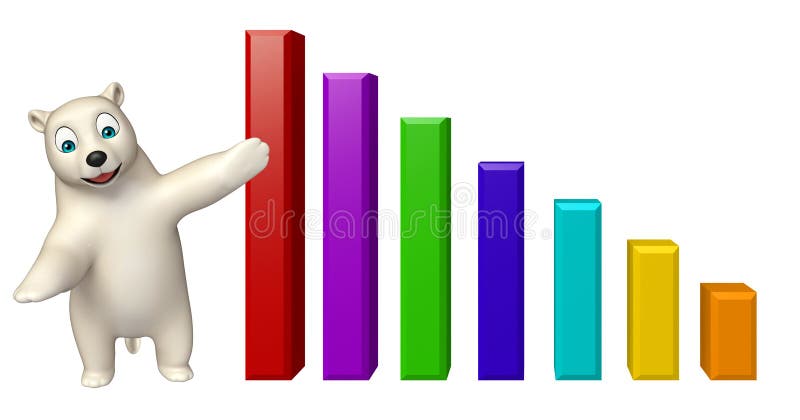 Fun Polar Bear Cartoon Character with Graph Stock Illustration ...