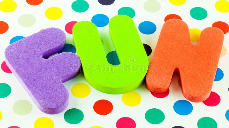The Word Fun on Colourful Polka Dots. Stock Image - Image of fabric ...