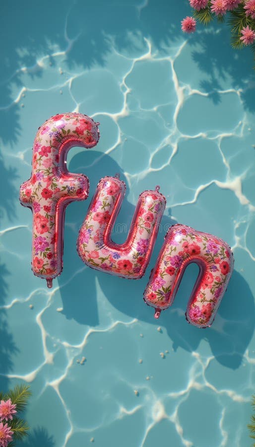 Fun Pool Float Letters in Water Stock Image - Image of swimming ...
