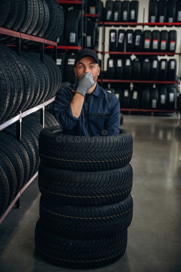 Fun, Pretending To Dive Inside the Wheels. Man Worker is Maintenance ...
