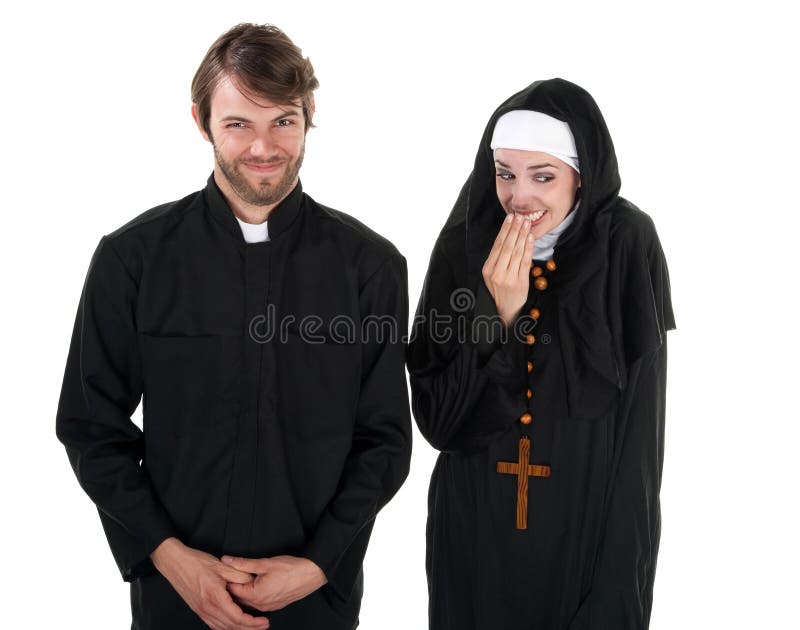 Fun Priest and Nun stock image. Image of black, catholic - 17232597
