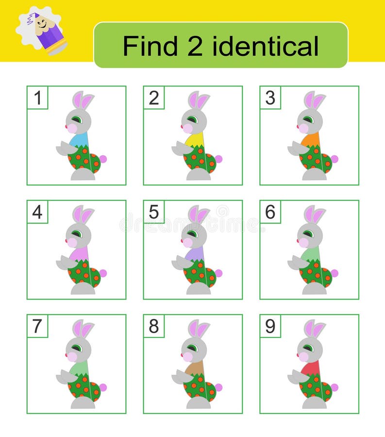 Fun Puzzle Game. Find Two Identical Rabbits. Task for Development of ...