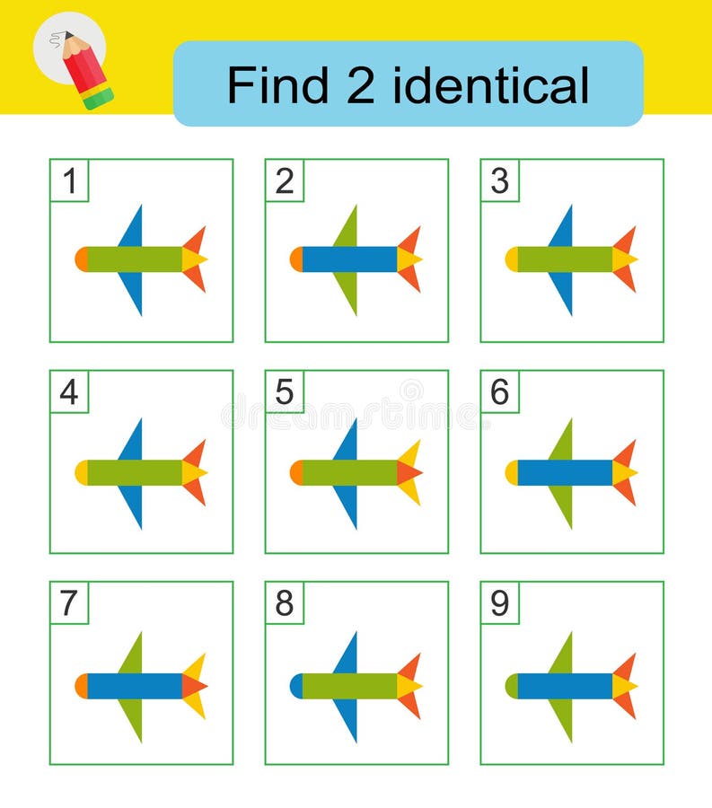 Fun Puzzle Game for Kids. Need To Find Two Identical Airplanes Stock ...