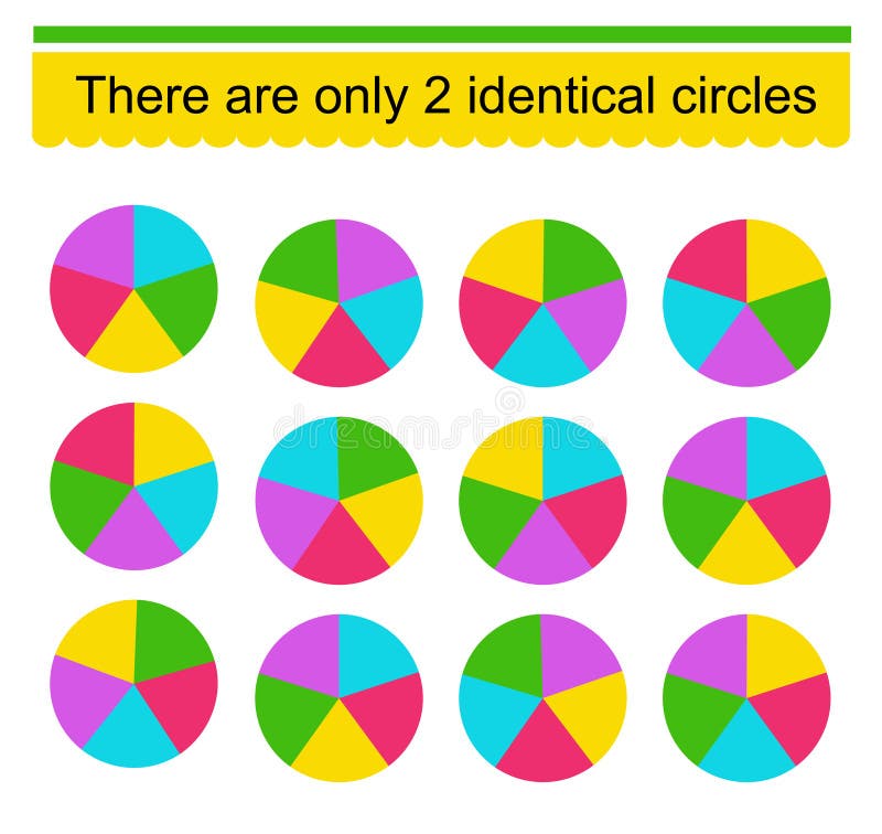 Fun Puzzle Game for Children. Find Two Identical Circles. Task for ...