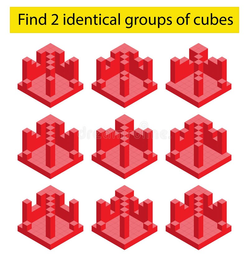 Fun Puzzle Game. Find Two Identical Groups of Cubes. Task for ...