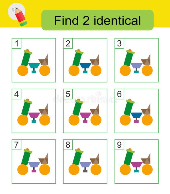 Fun Puzzle Game. Need To Find Two Identical Motorcycles Stock Vector ...