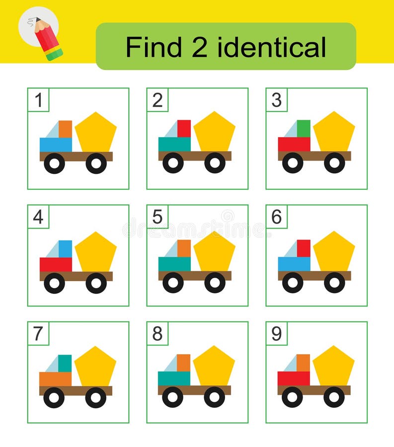 Fun Puzzle Game. Need To Find Two Identical Cars Stock Vector ... Fun Puzzle Game. Need To Find Two Identical Cars Stock Vector ...