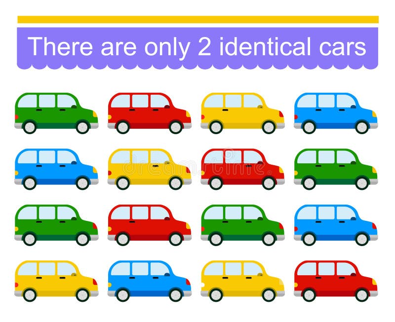 Need To Find Two Identical Cars. Fun Puzzle Game. Task for Development ...